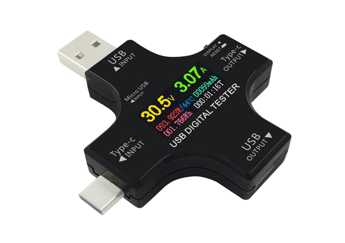 USB Power Meter with USB type-C, type-B, and Micro USB Port, RGB and B ...